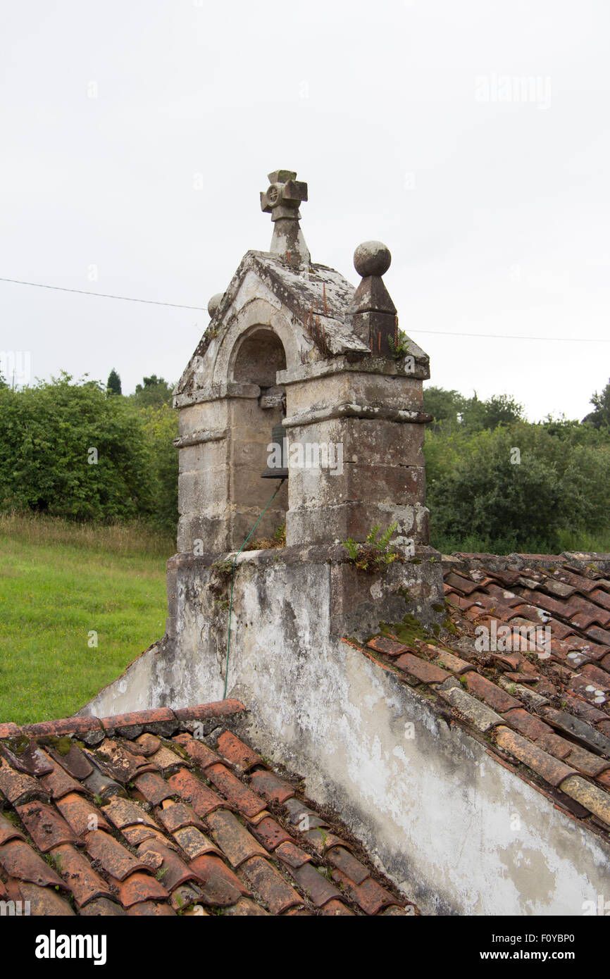 Bell gable. Pipe's chapel. Asturias Stock Photo - Alamy
