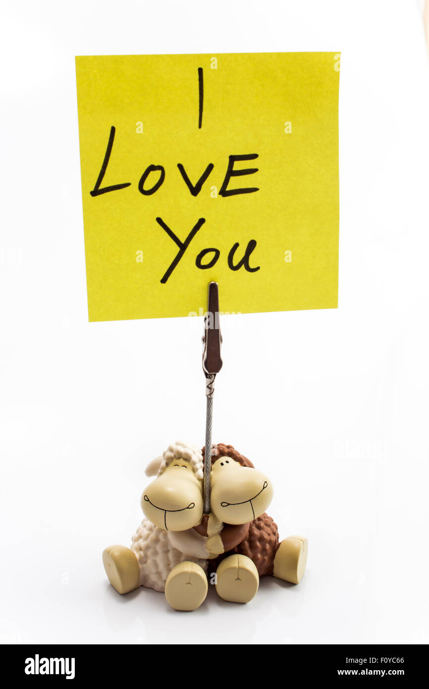Message - I love you on sticky note Stock Photo - Alamy