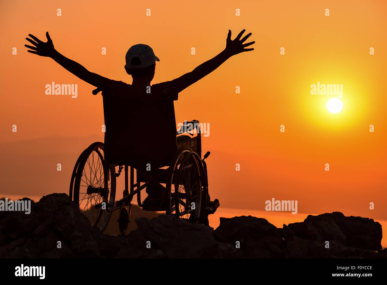 Silhouette man wheelchair hi-res stock photography and images - Alamy