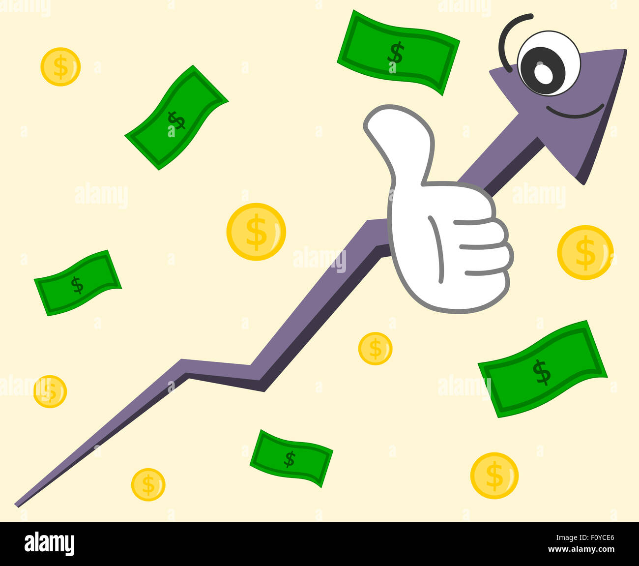 cartoon happy arrow graph concept illustration Stock Photo - Alamy