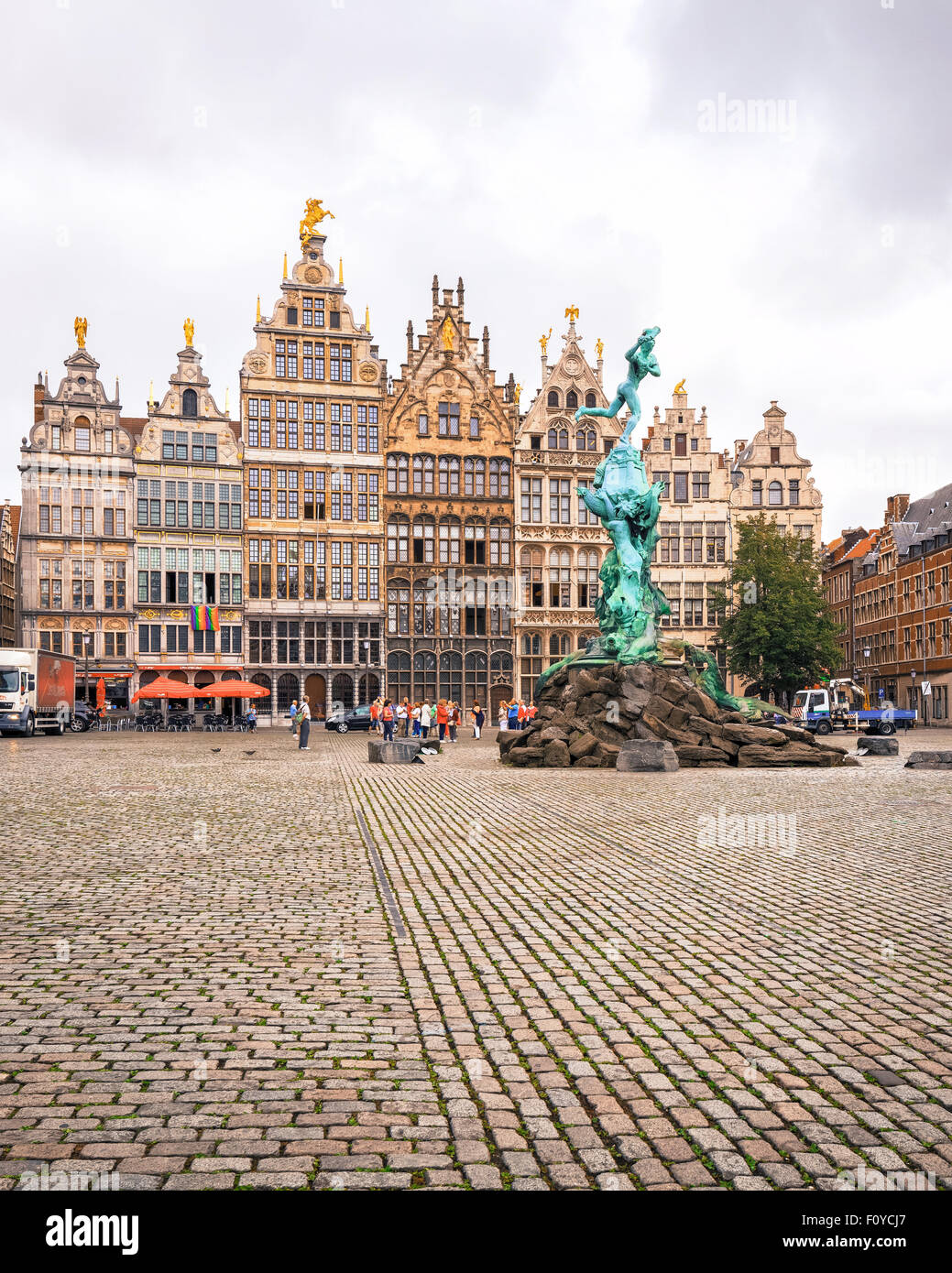 Cental square of Antwerp. City Hall Stock Photo - Alamy