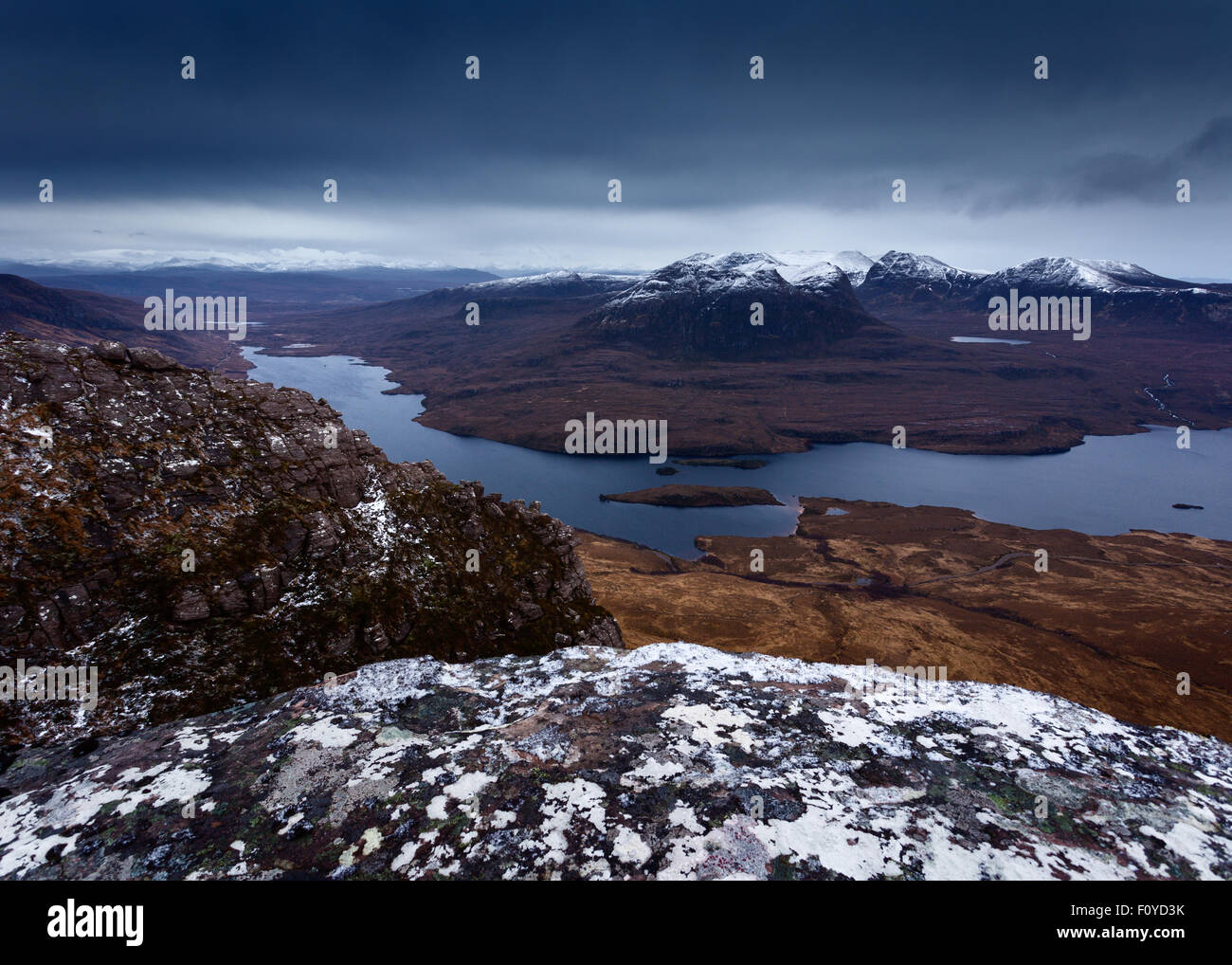 Beinn an Eoin, Ben More Coigach and Sgurr an Fhidhleir at dawn from ...