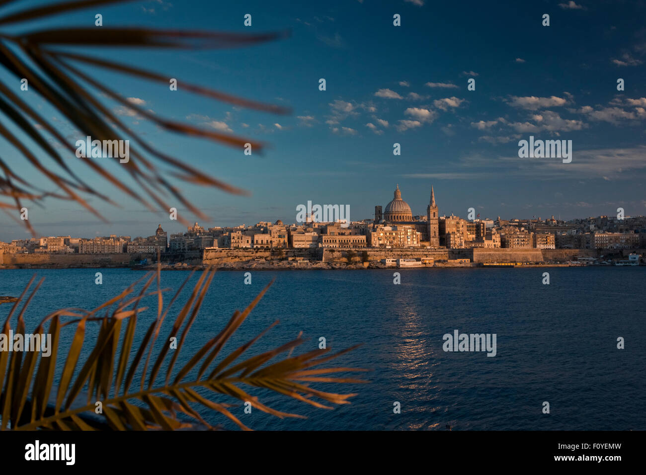 View across to city of Valletta, Malta at sunset Stock Photo - Alamy