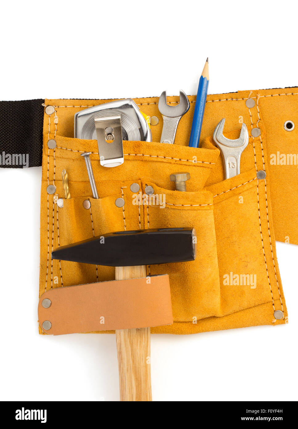 tools and instruments in belt isolated on white background Stock Photo ...