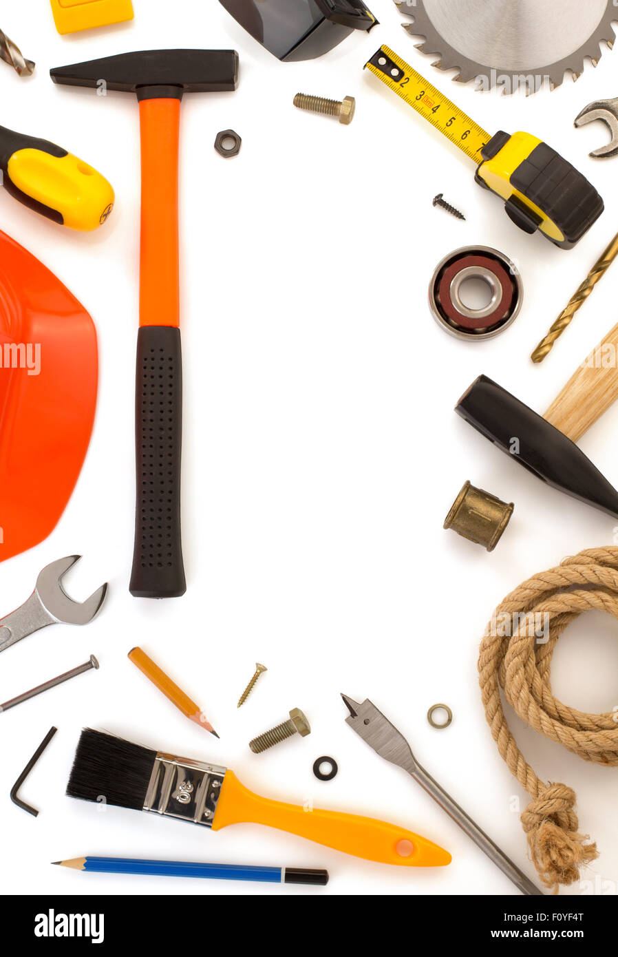 set of tools and instruments isolated on white background Stock Photo ...