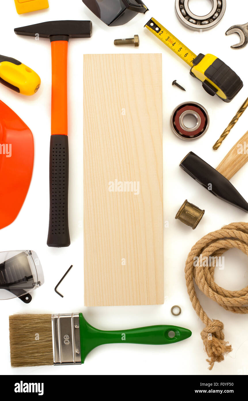 set of tools and instruments isolated on white background Stock Photo ...