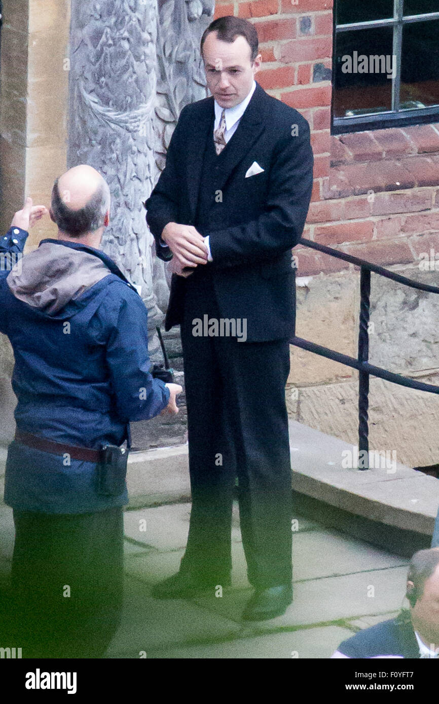 Filming scenes for 'Churchills Secret' at a manor house in Surrey ...