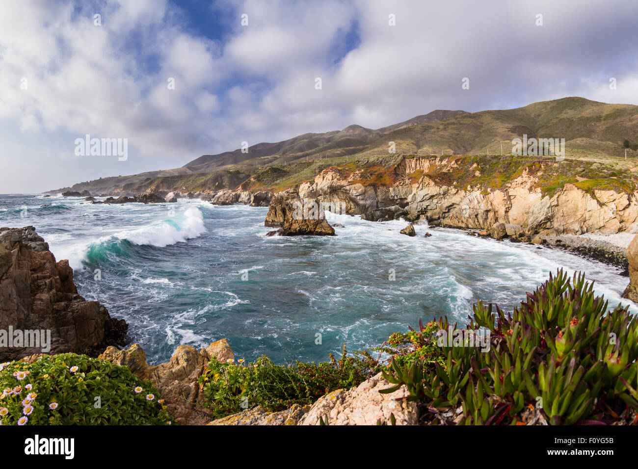 beautiful scene of the California coast with its classic dramatic ...