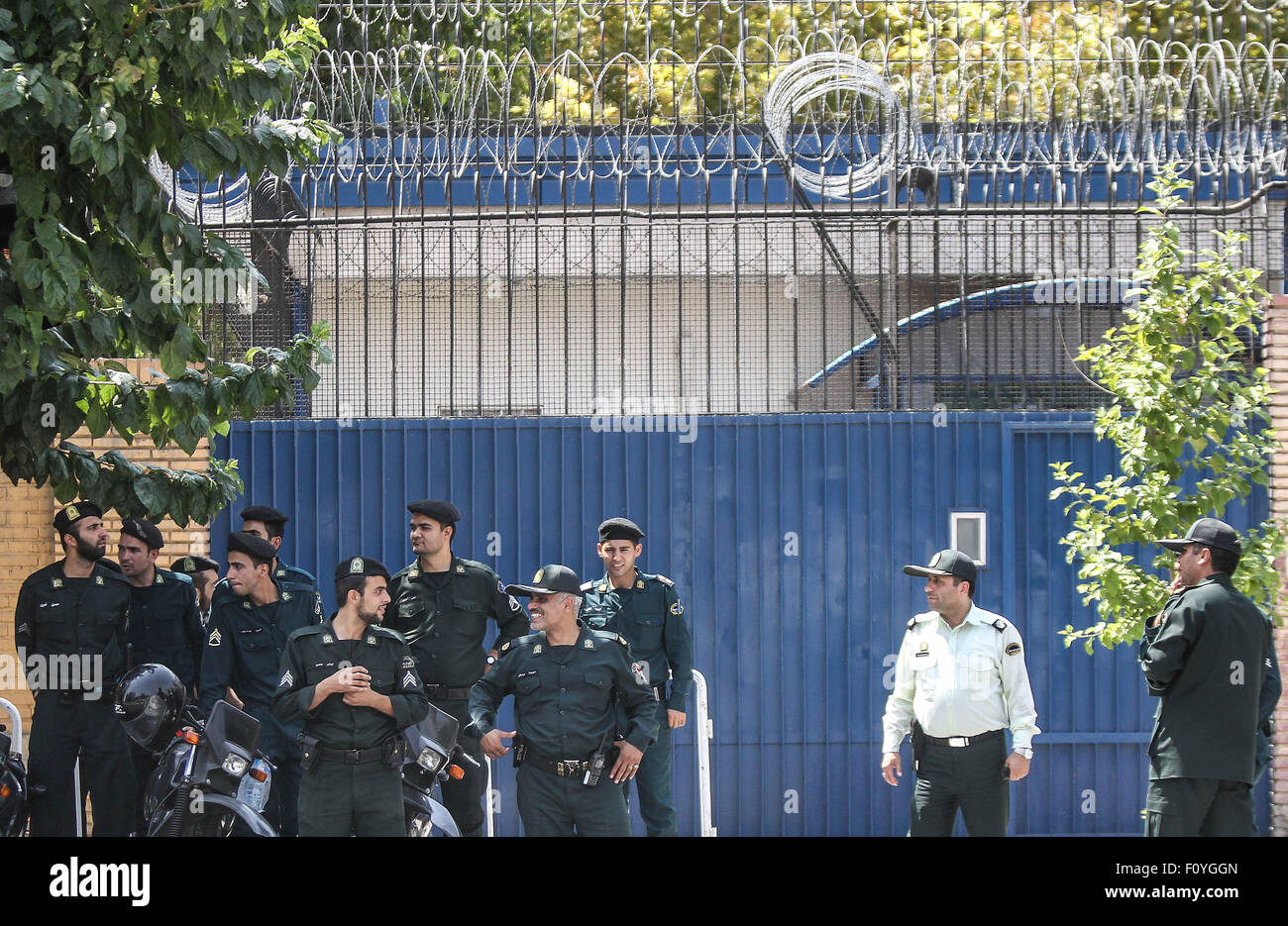 Tehran, Iran. 23rd Aug, 2015. Iranian soldiers are seen in front of the ...