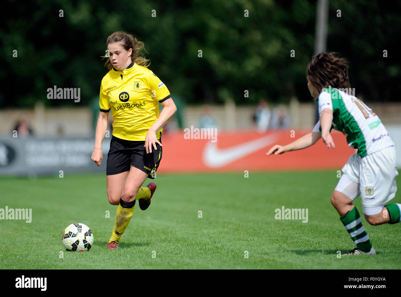 Sherborne, England. 23rd August 2015. Bethan Merrick (left) of AVLFC ...