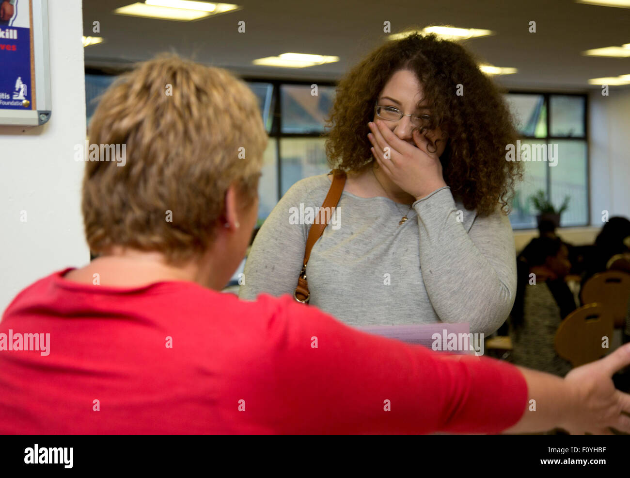 Students collecting A level results and successfully getting into ...
