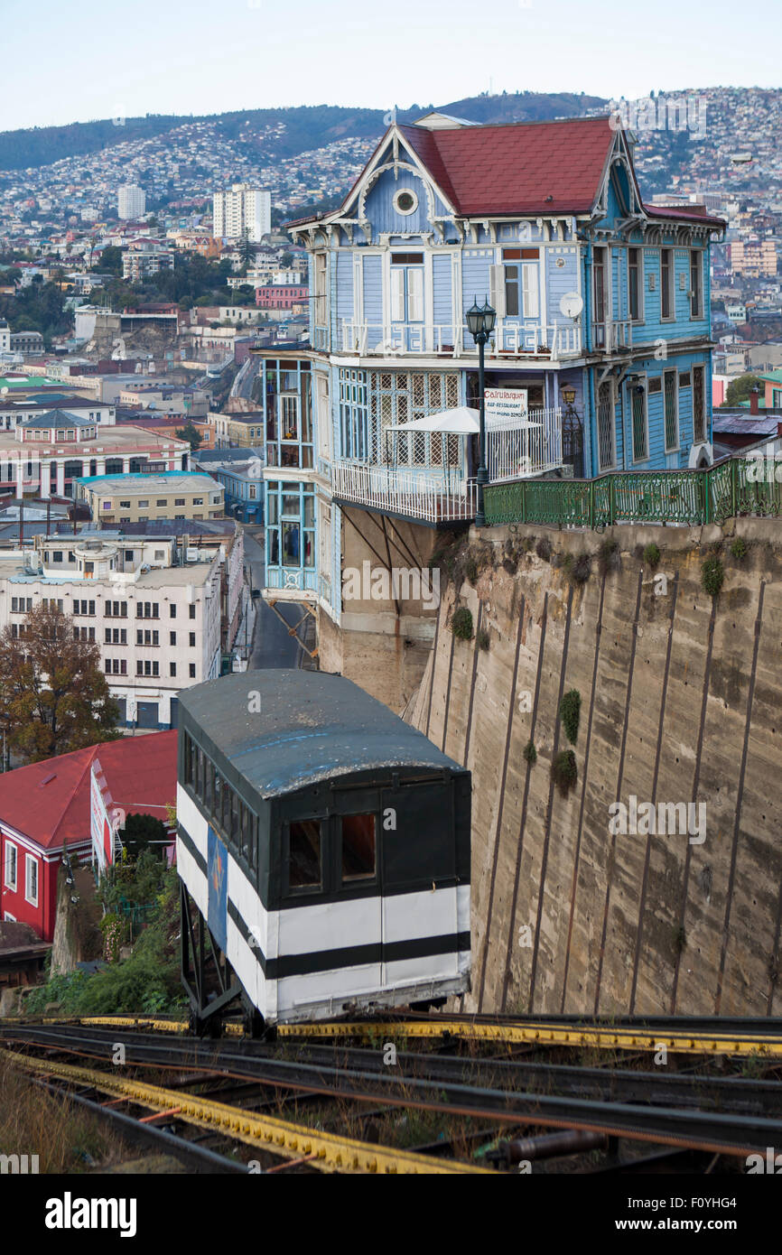 Funicular in Valparaiso, Chile Stock Photo - Alamy