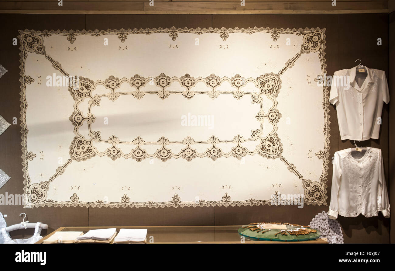 Lace shop in Bruges, Belgium Stock Photo - Alamy