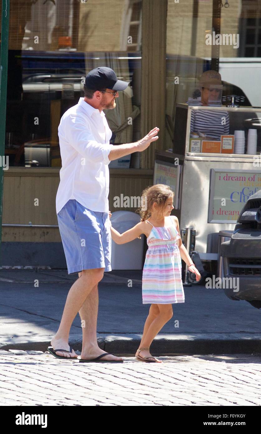 Adam Dell out and about in the West Village with daughter Krishna ...
