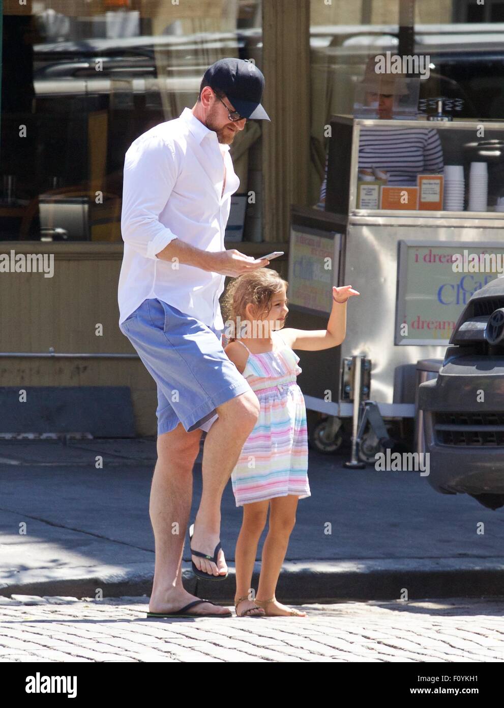 Adam Dell out and about in the West Village with daughter Krishna ...