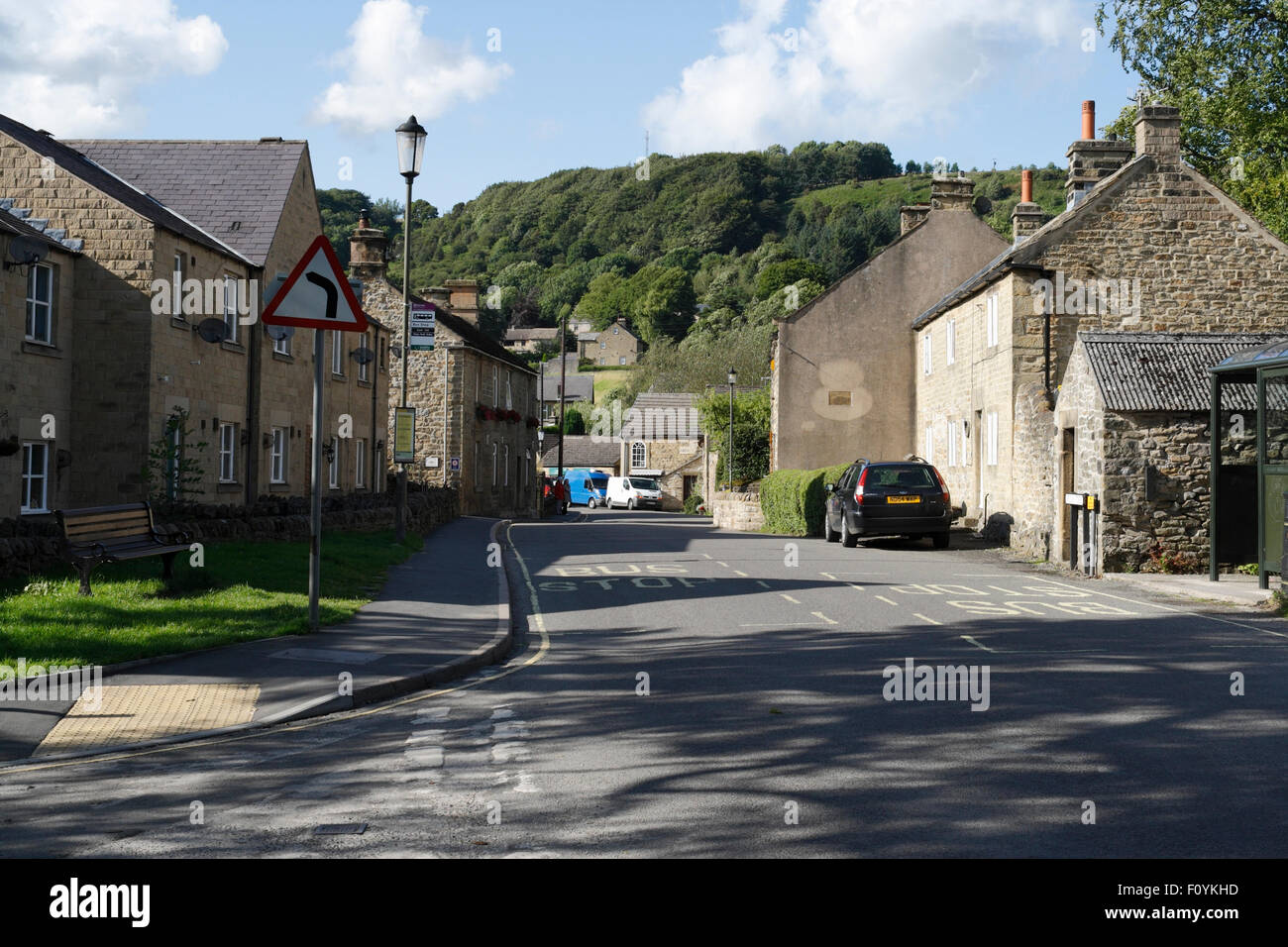 General view of Eyam Village in Derbyshire England UK Peak district ...
