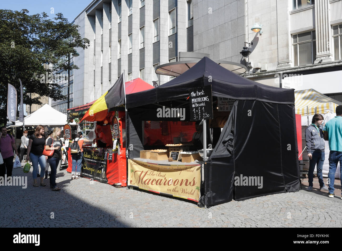 Food Stall Summer Market Sheffield City centre Stock Photo - Alamy