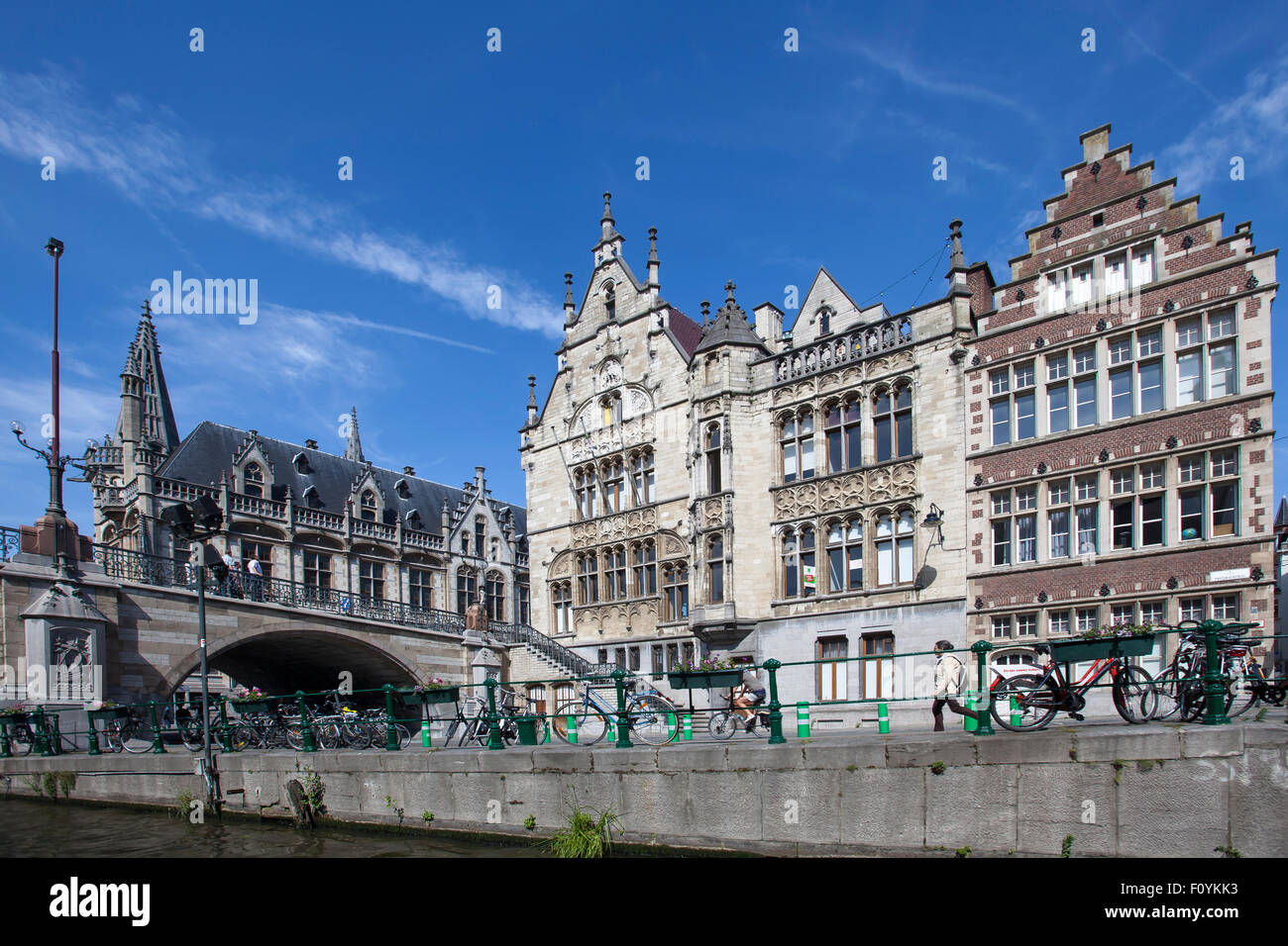 Graslei on the Scheldt, historic district, Ghent, Belgium Stock Photo ...