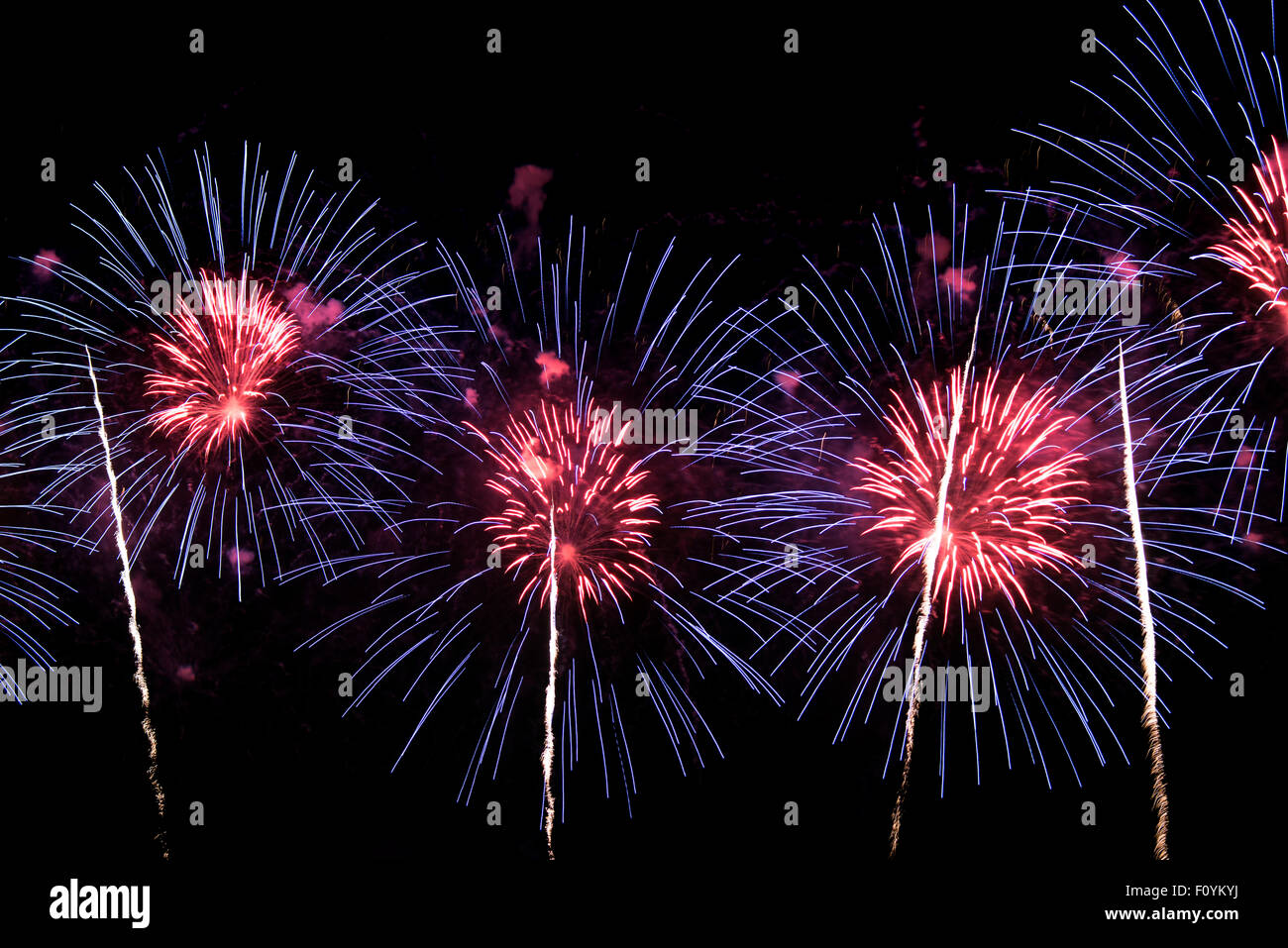 Fireworks. Day of the city celebration at evening time Stock Photo - Alamy