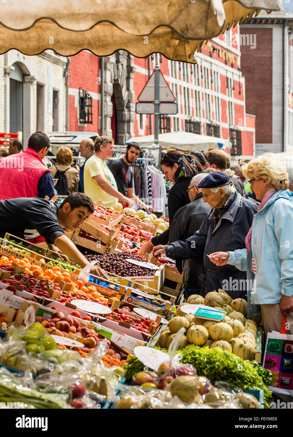 La Batte Sunday market in Liege, Belgium Stock Photo - Alamy