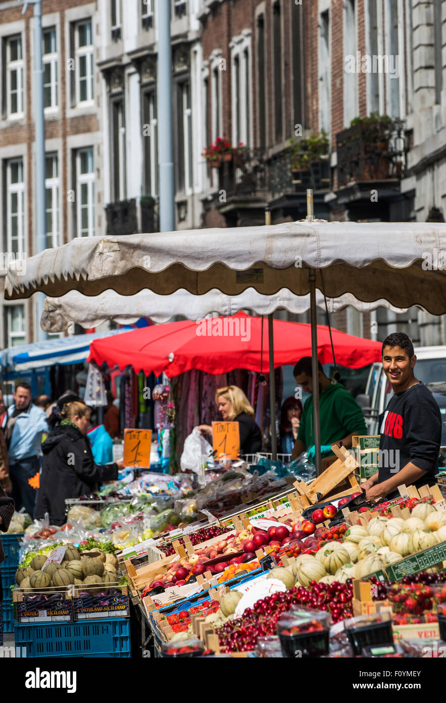 La Batte Sunday market in Liege, Belgium Stock Photo - Alamy