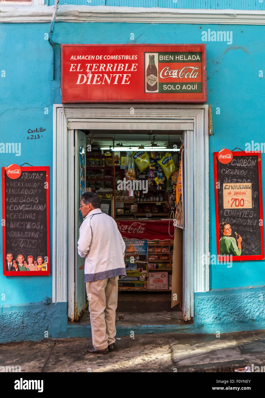 Small convenience store in the hills of Valparaiso, Chile Stock Photo ...