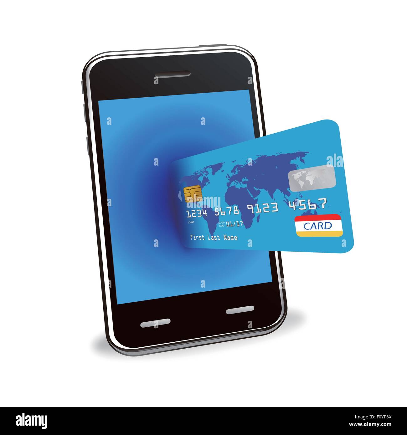 Internet shopping with smart phone and credit card Stock Vector Image ...