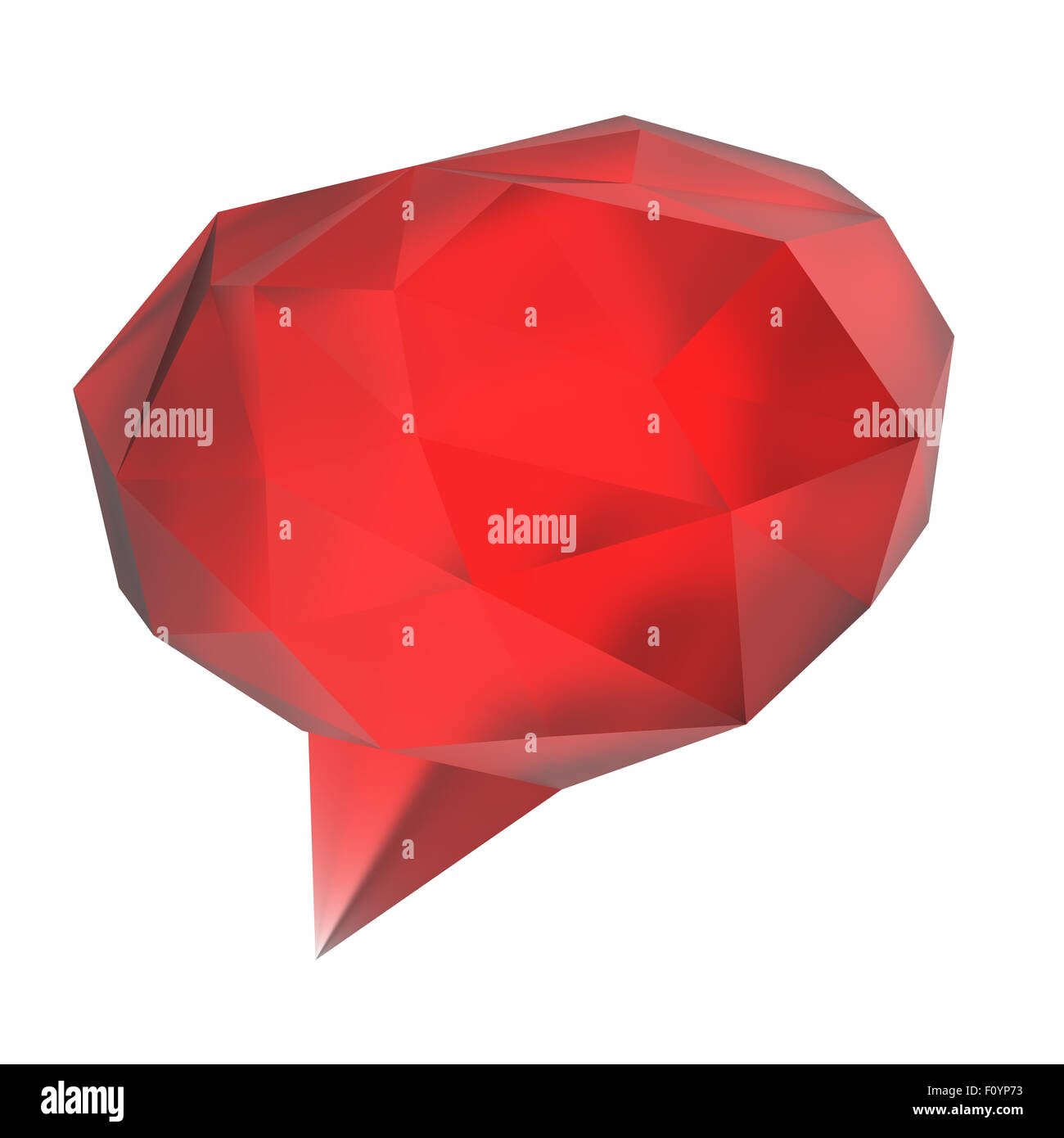 low poly geometric speech bubble on white background Stock Photo - Alamy