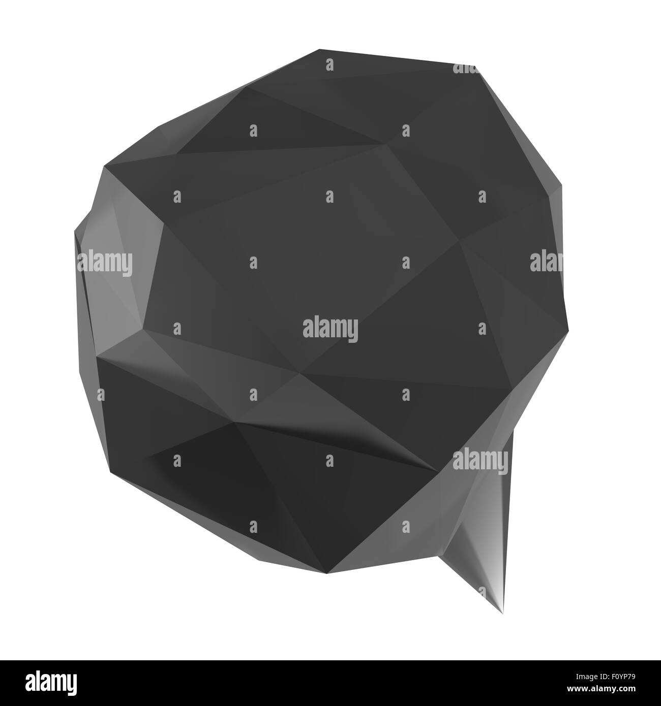 low poly geometric speech bubble on white background Stock Photo - Alamy