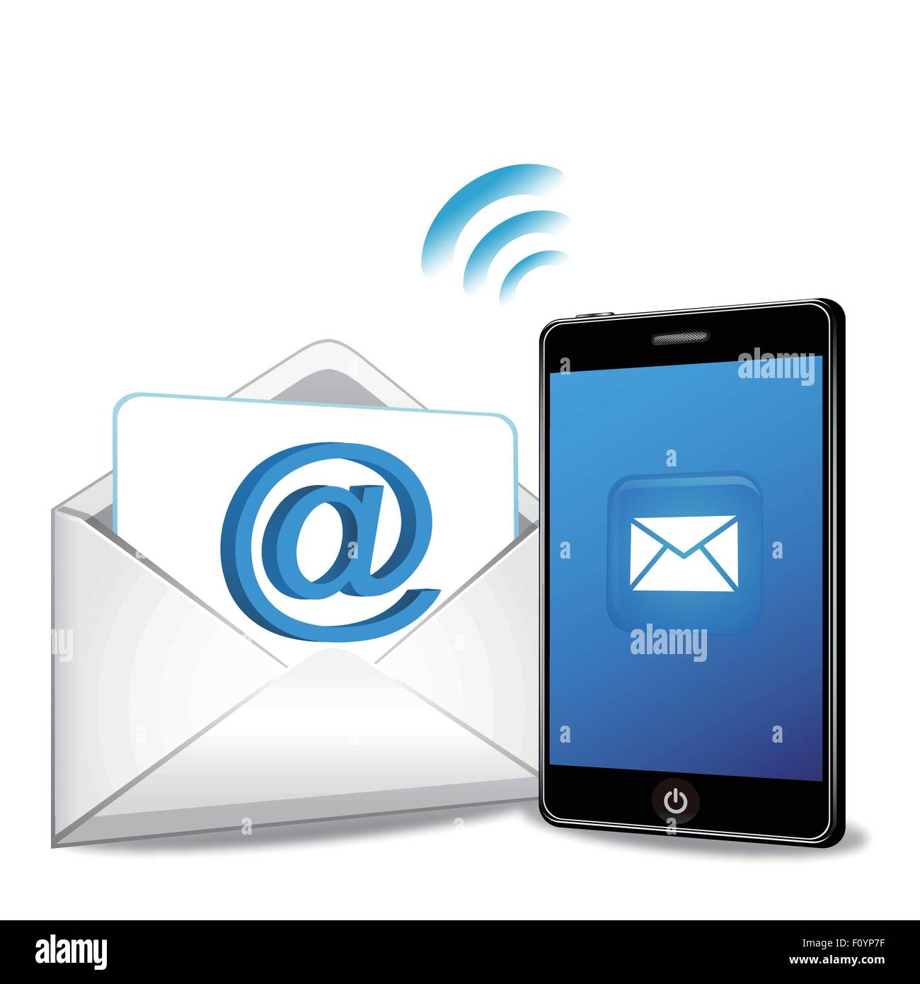 Smart phone sending email on a white background Stock Vector Image ...