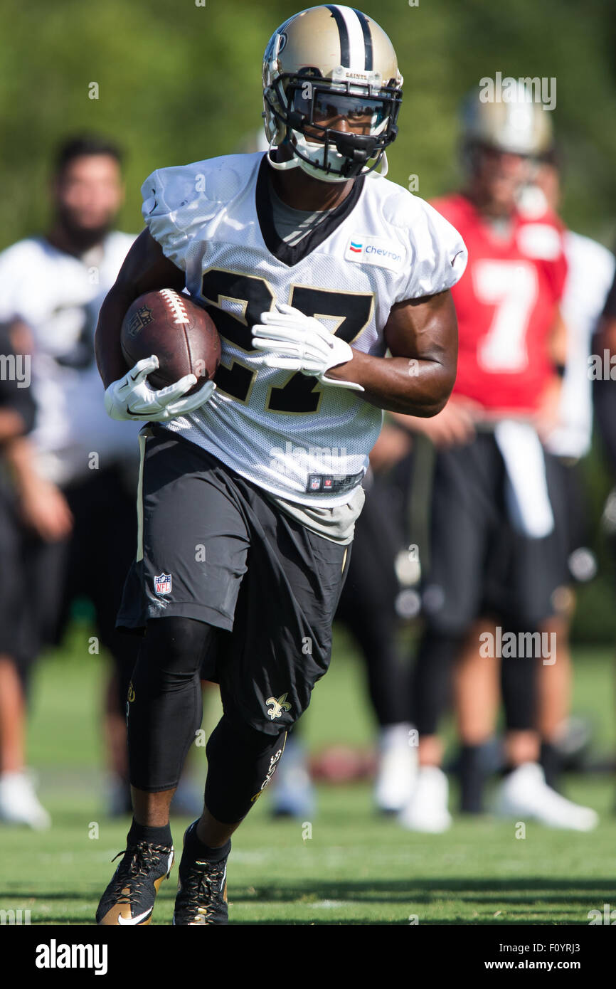 August 23, 2015 - New Orleans Saints running back Edwin Baker (27) performing running drills ...