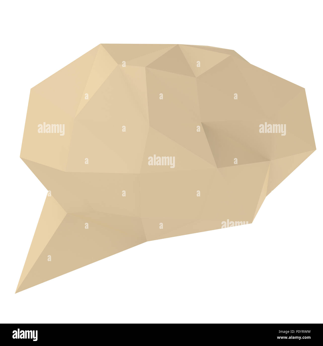 low poly geometric speech bubble on white background Stock Photo - Alamy