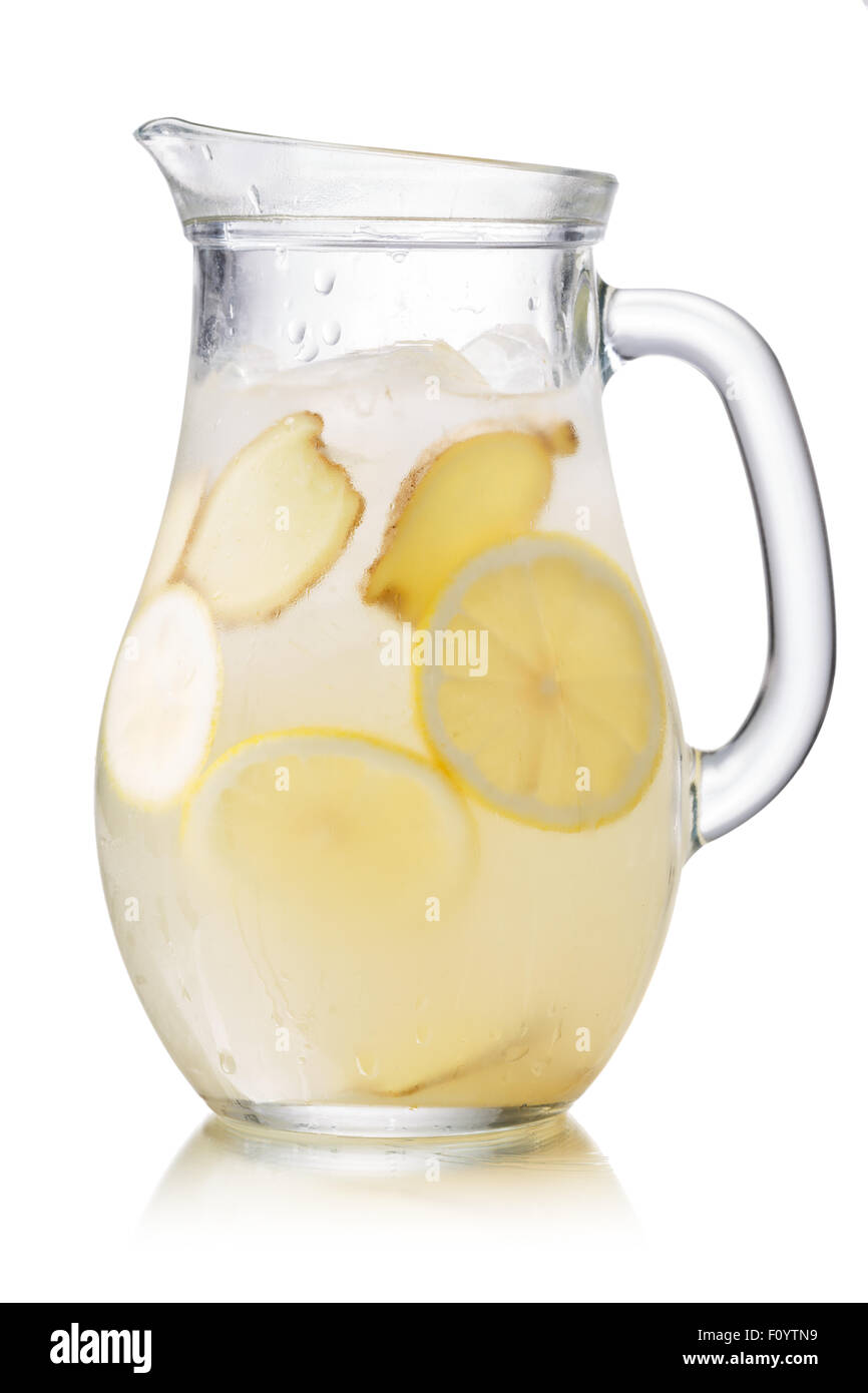 Pitcher of Shikanjvi homemade lemonade with lemon and ginger, spiced ...