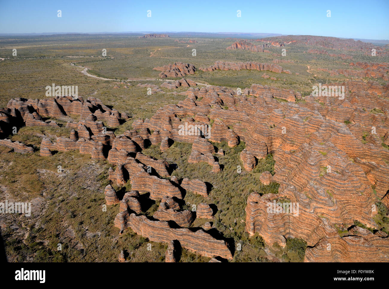 Aerial view of Bungle Bungle Ranges, Kimberley Ranges, Western ...