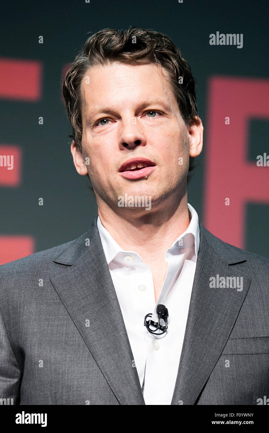 Greg Peters, president of Japan at Netflix Inc. speaks during a media ...