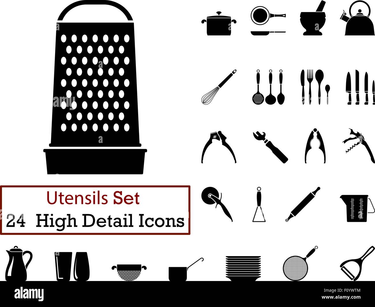 Kitchen utensils in metal Stock Vector Images - Alamy
