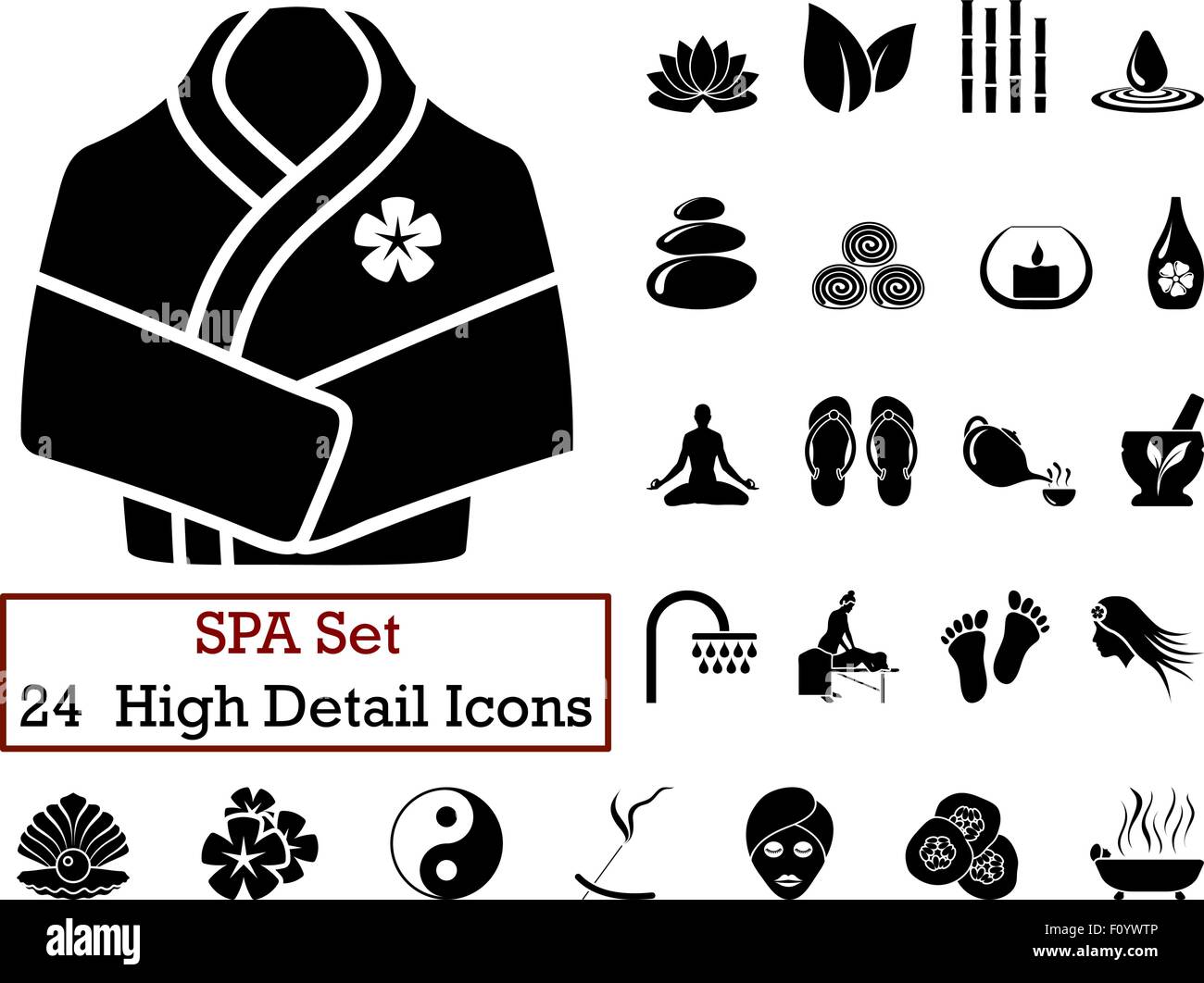 Set of 24 SPA Icons in Black Color Stock Vector Image & Art - Alamy