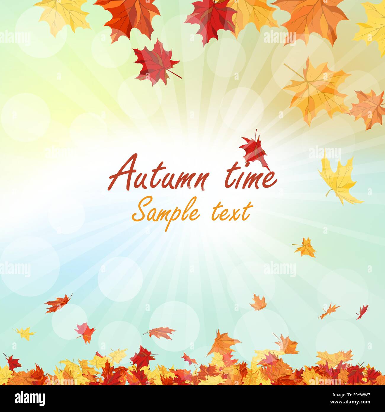 Autumn Frame With Falling Maple Leaves on Sky Background Stock Vector ...