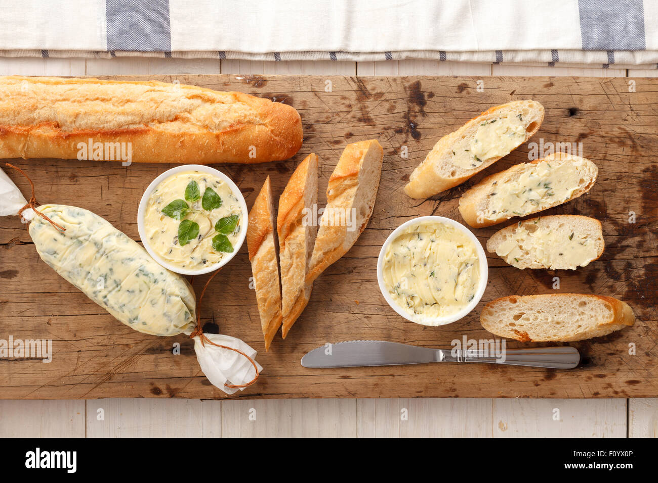 garlic bread compound butter herb baguette thyme rosemary coriander ...
