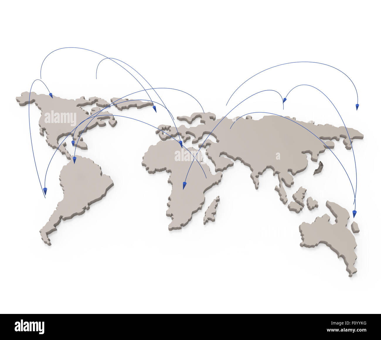 social network human 3d on world map as concept Stock Photo - Alamy