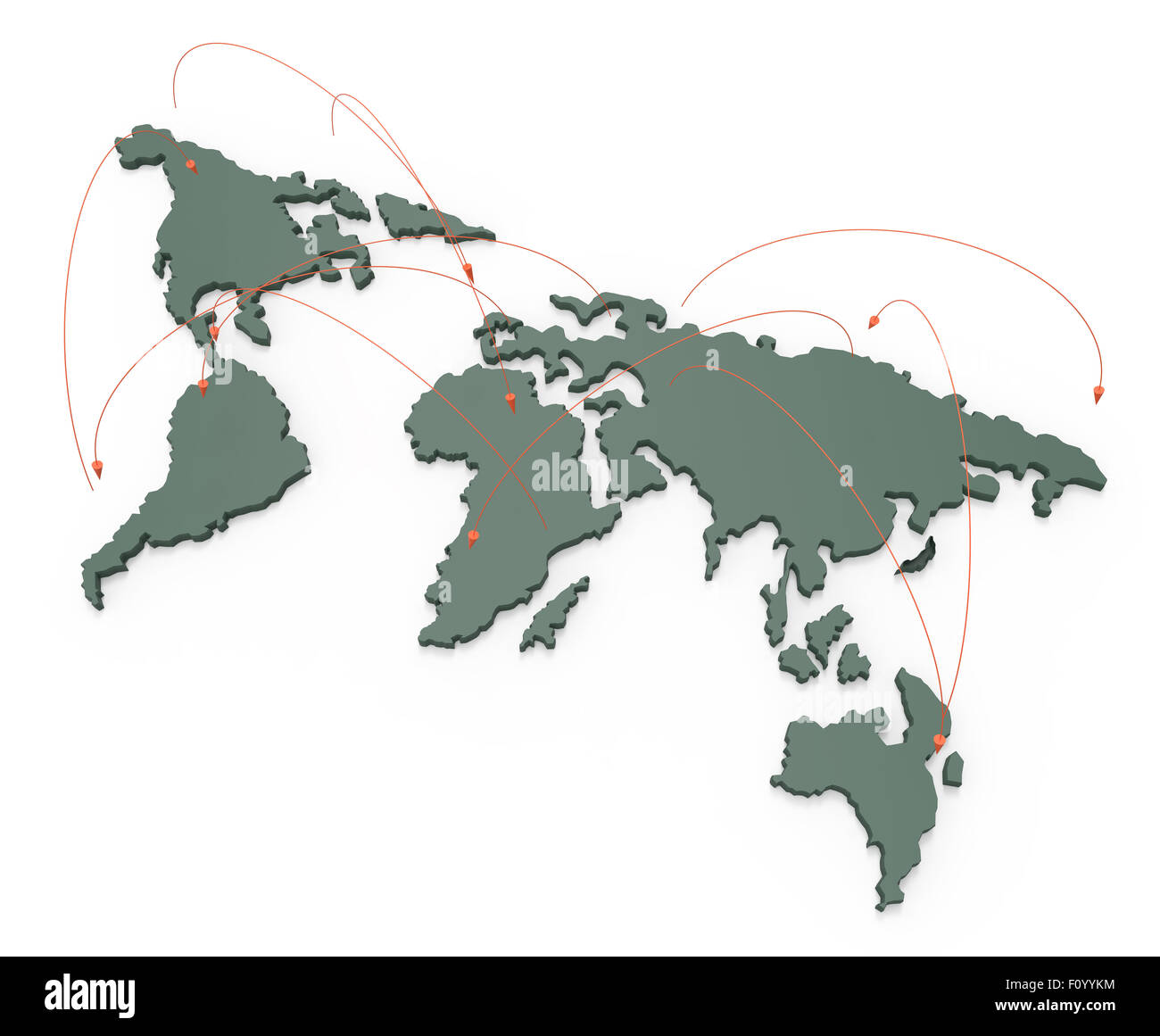 social network human 3d on world map as concept Stock Photo - Alamy