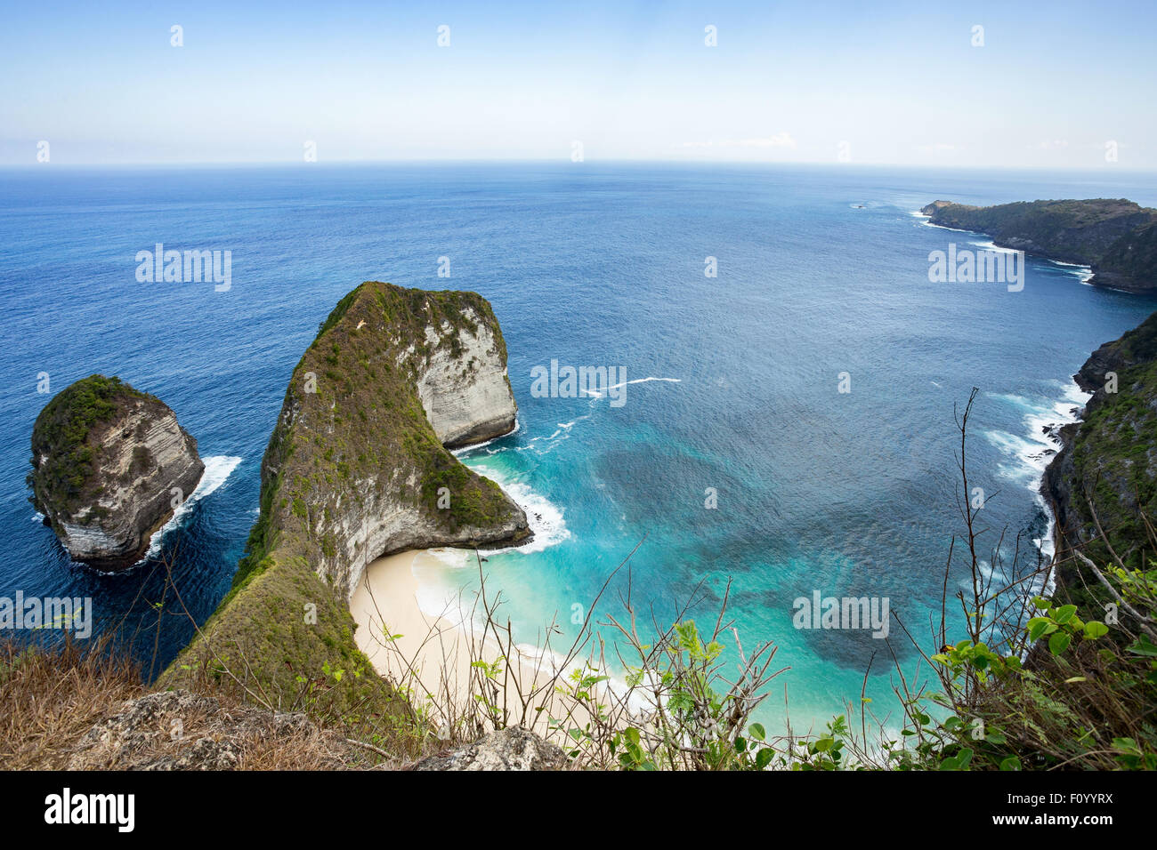 dream beach on coastline at Bali, Manta Point famous Diving place, Nusa ...