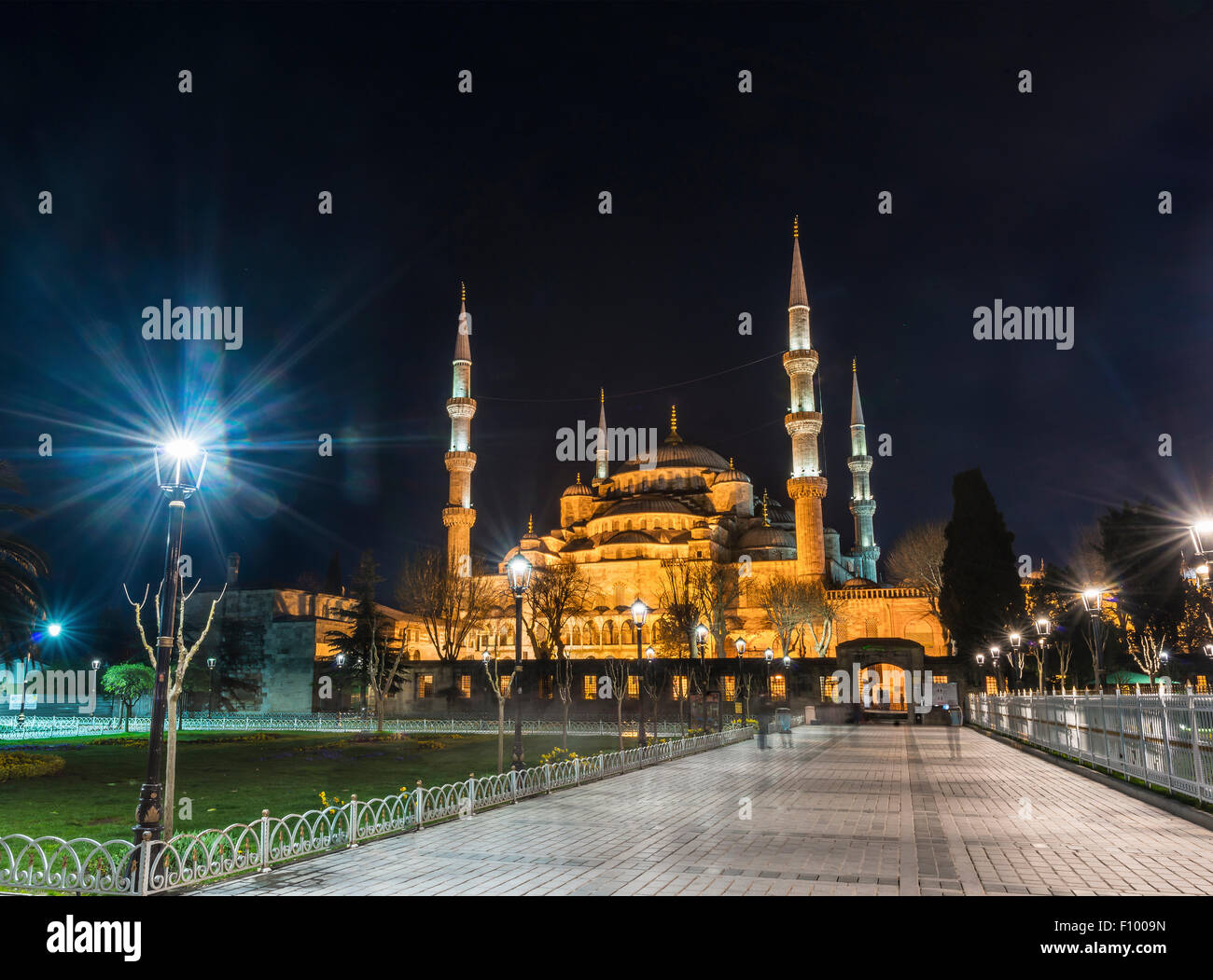 Blue Mosque, Sultan Ahmet Camii at night, Sultan Ahmed Park ...