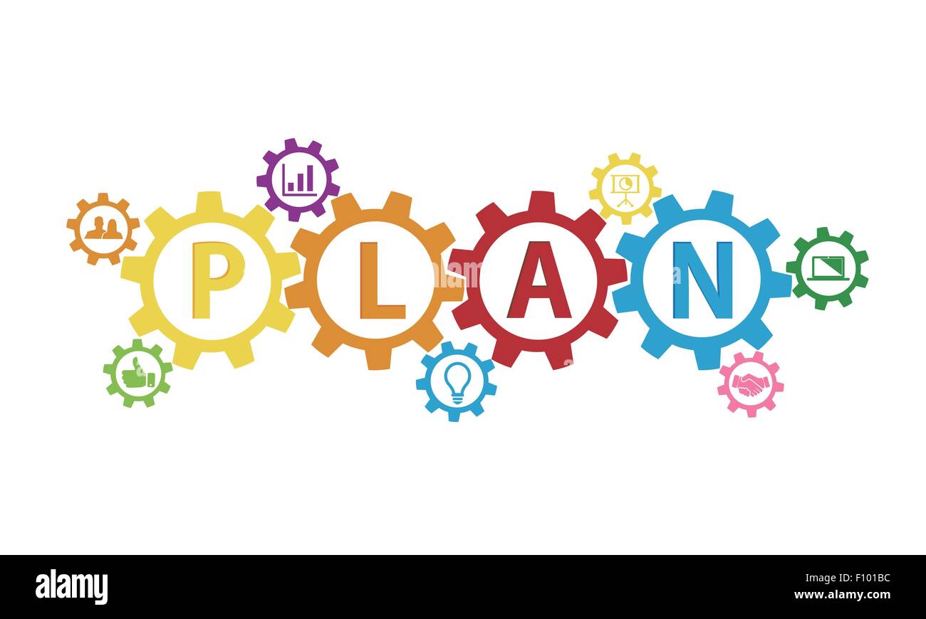 Gear icon with plan text Stock Vector Image & Art - Alamy