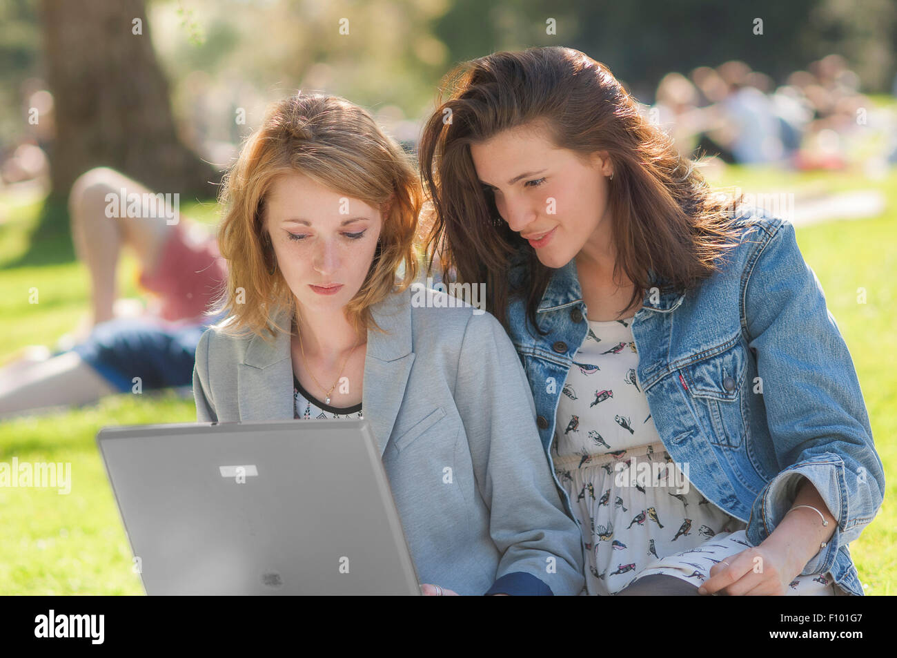 WOMAN WITH COMPUTER Stock Photo - Alamy