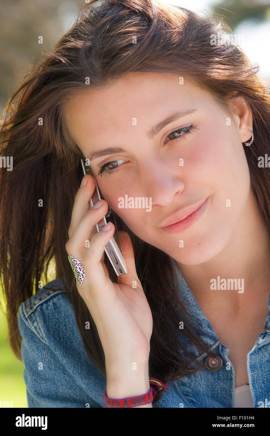 WOMAN WITH PHONE Stock Photo - Alamy