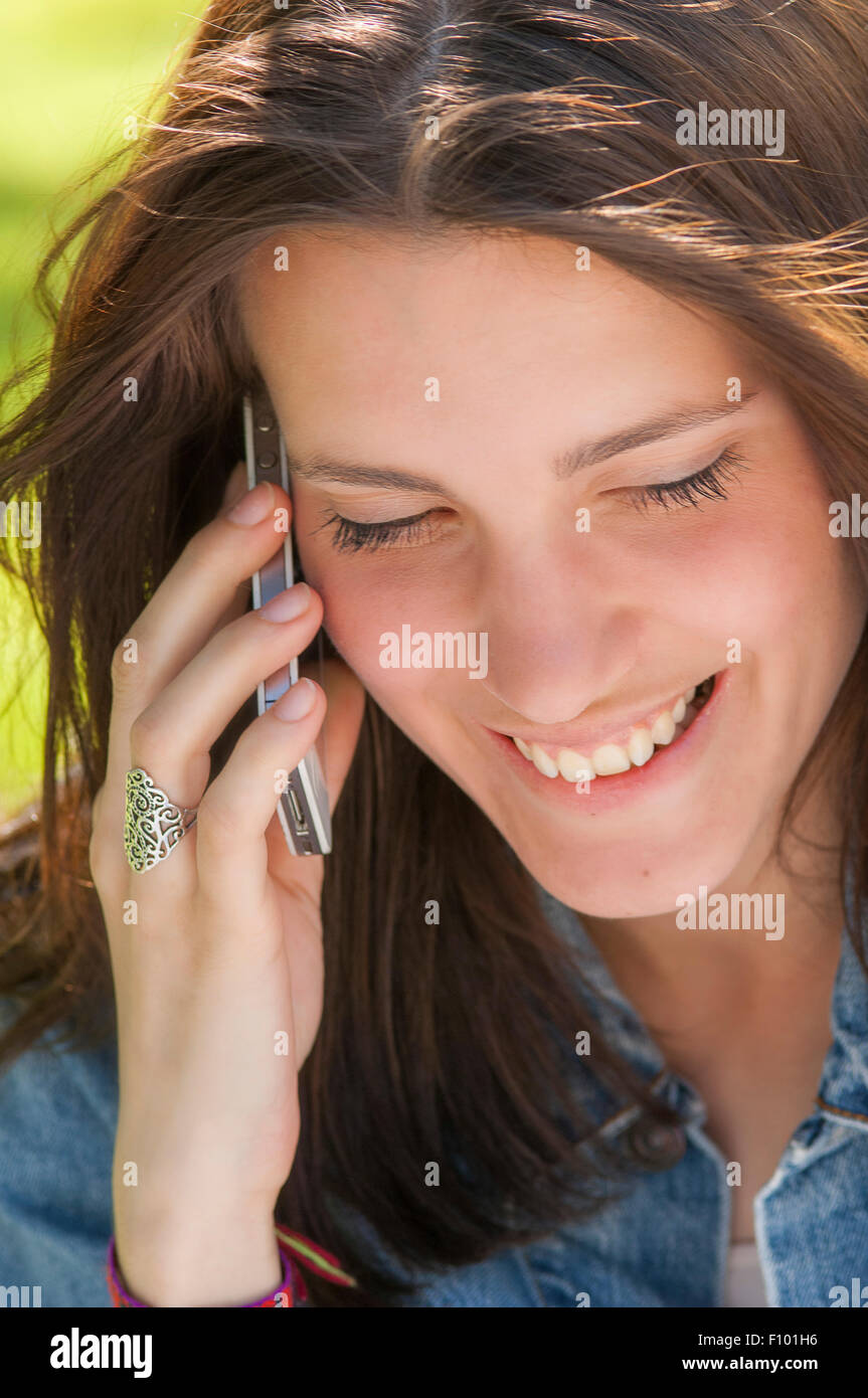 WOMAN WITH PHONE Stock Photo - Alamy