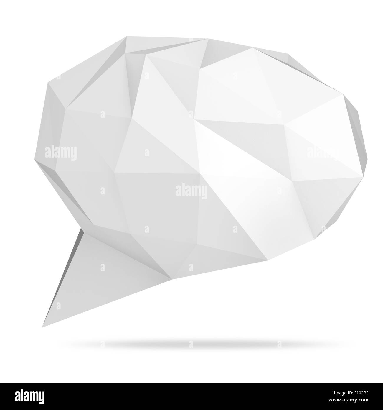 low poly geometric speech bubble on white background Stock Photo - Alamy