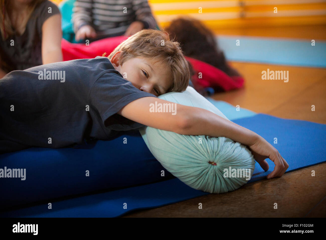 CHILD PRACTICING YOGA Stock Photo - Alamy