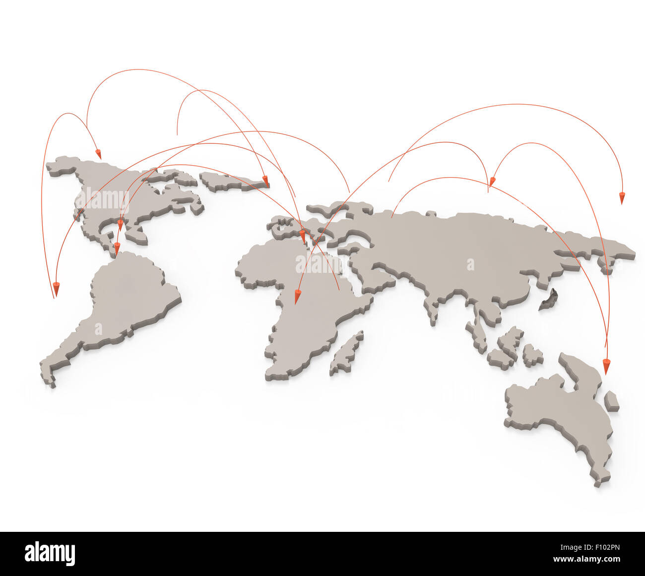 social network human 3d on world map as concept Stock Photo - Alamy